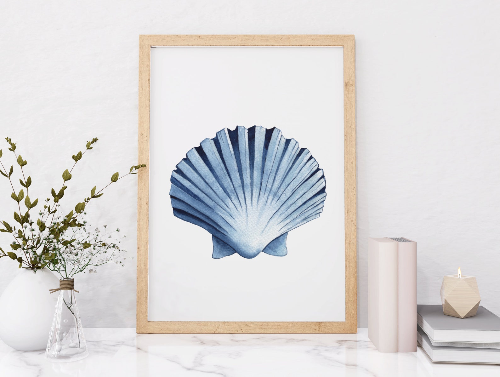 Blue Seashells Prints Set of 4. Coastal Printable Wall Art. - Etsy