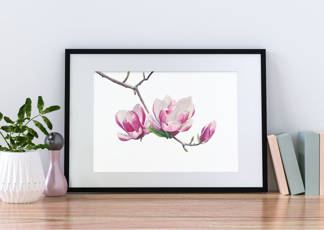 Magnolia Flower Print. Floral Wall Art. Printable Magnolias | Etsy