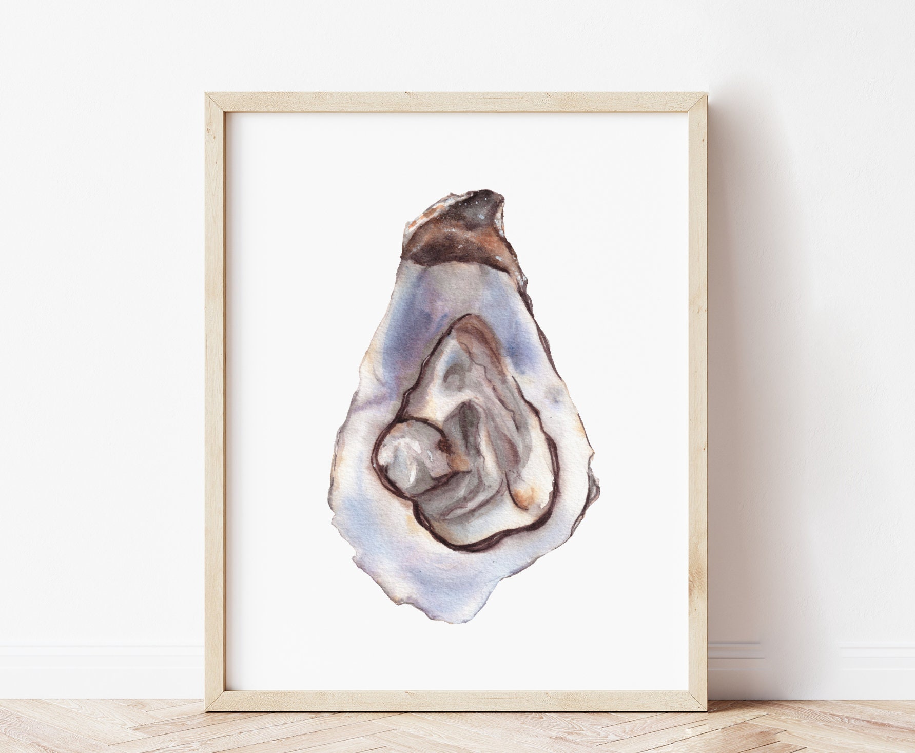 Oyster Shell Art Print Set of 3. Watercolor Oysters Digital Prints. Sea ...