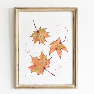 Fall Leaves Watercolor Print. Autumn Maple Leaves Printable Art. Fall ...
