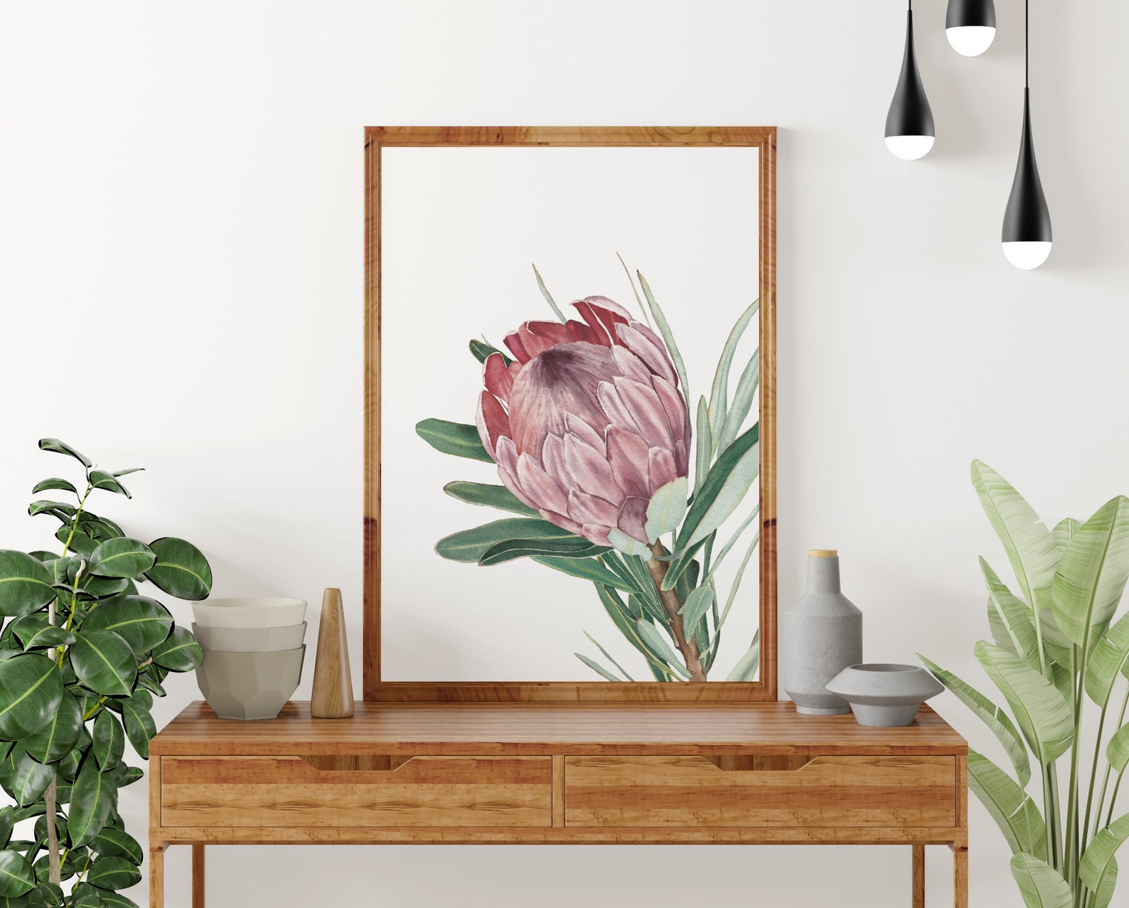Blush Pink Protea Print. Floral Printable Wall Art. King - Etsy