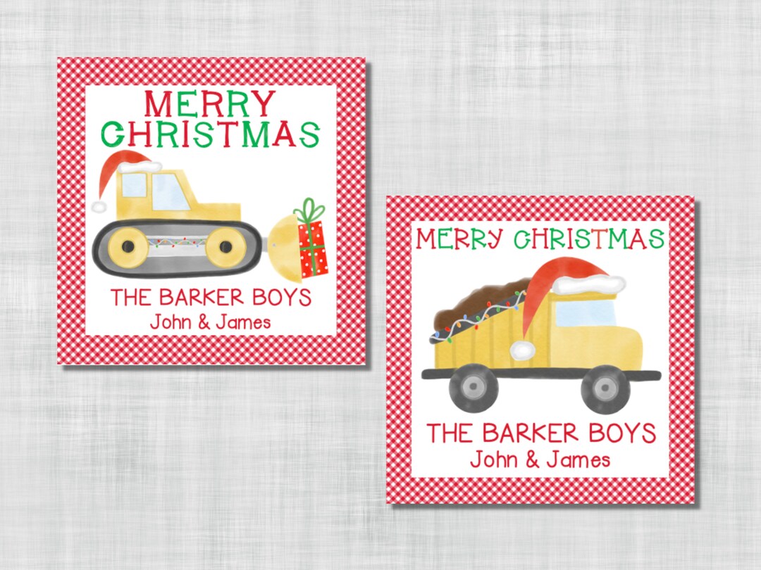 Construction Truck Personalized Christmas Tags - Etsy