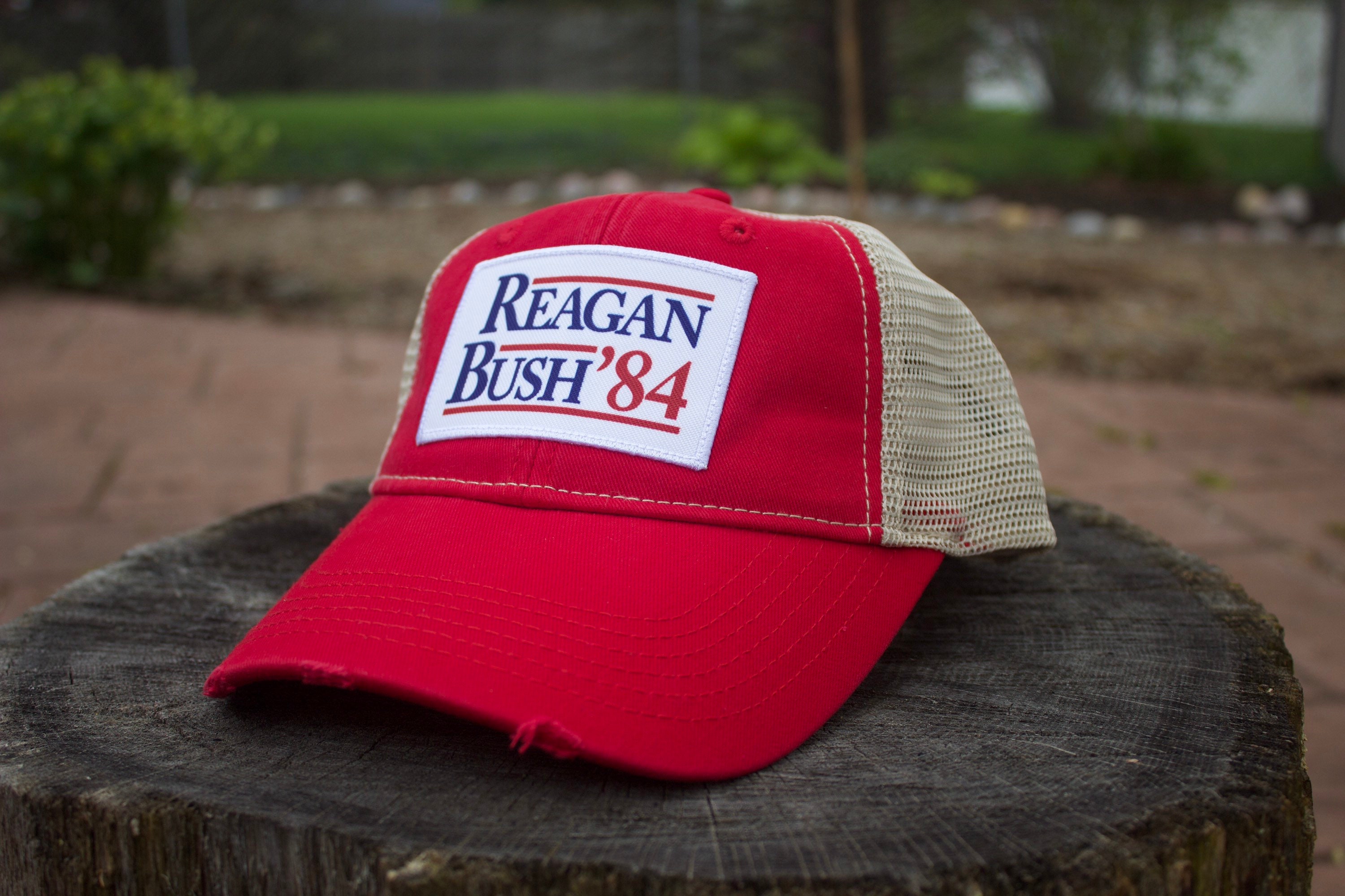 Reagan Bush '84 Red Hat With Distressed Visor for a Vintage Look - Etsy