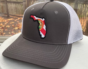 Florida State Hat, Florida Flag Hat, Flag Hat, Leather Patch Hat ...