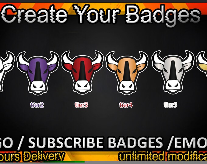 Cow Twitch Sub Badges / Cow Twitch Emotes / Cow Badges for Streamers ...