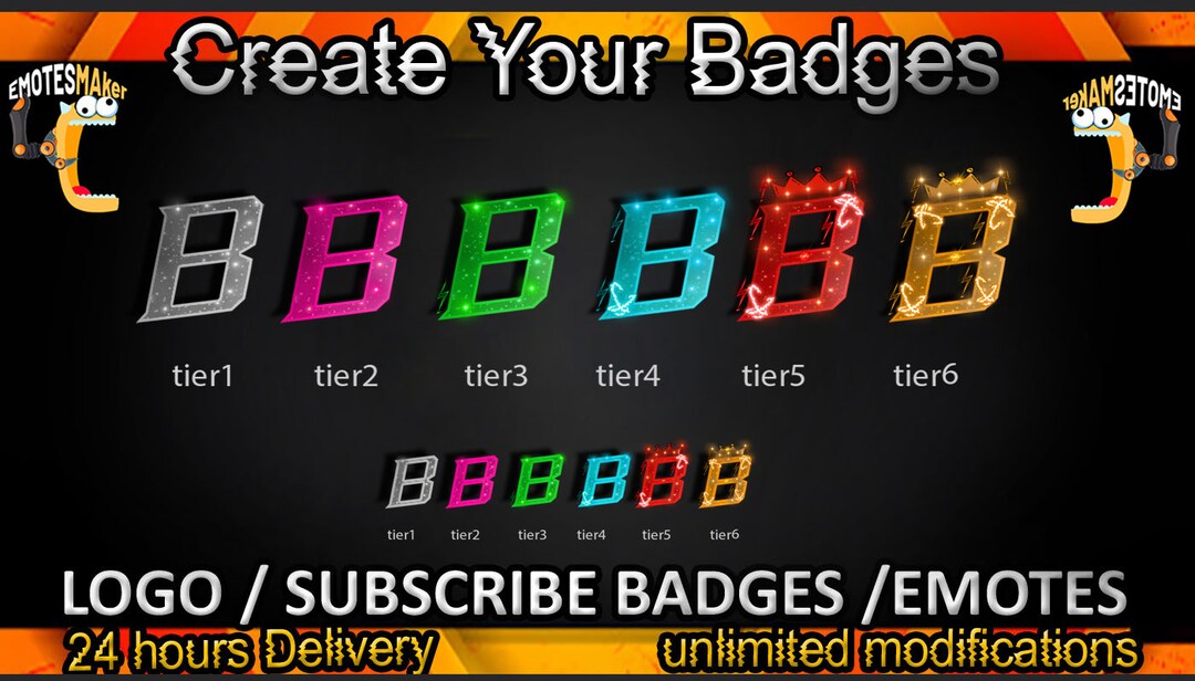 B Twitch Sub Badges / B Twitch Emotes / B Badges for Streamers / B ...