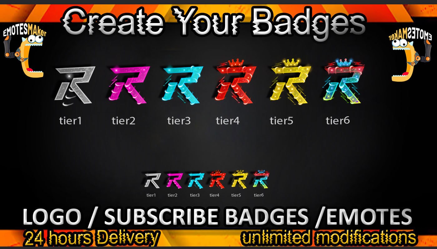 R Twitch Sub Badges / R Twitch Emotes / R Badges for Streamers / R ...