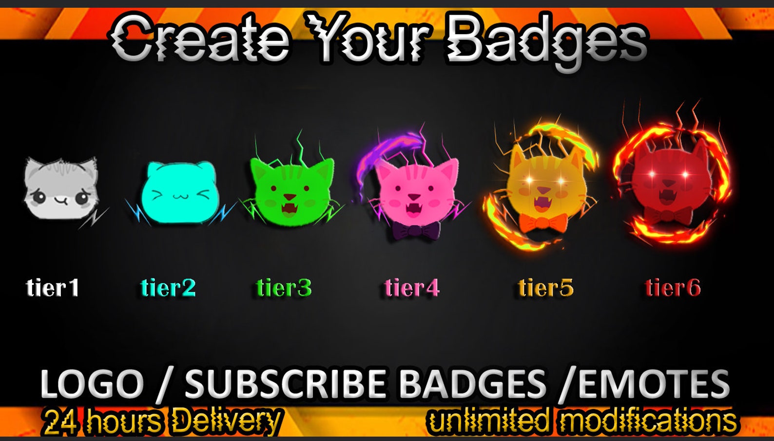Cat Twitch Sub Badges, Cat Twitch Emotes, Cat Badges for Streamers, Cat ...