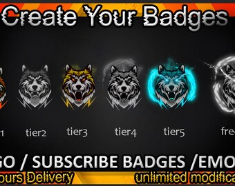 Wolf Twitch Sub Badges, Wolf Twitch Emotes/ Wolf Badges for Streamers ...
