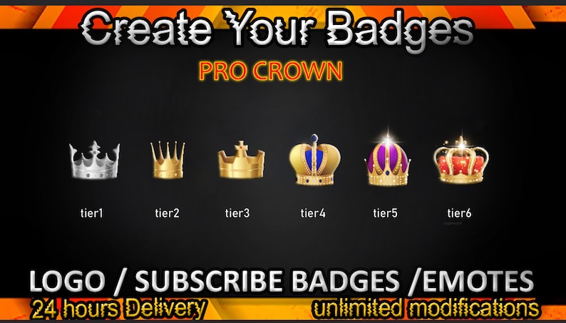 Golden Crown Twitch Sub Badges, Golden Crown Twitch Emotes / Golden ...