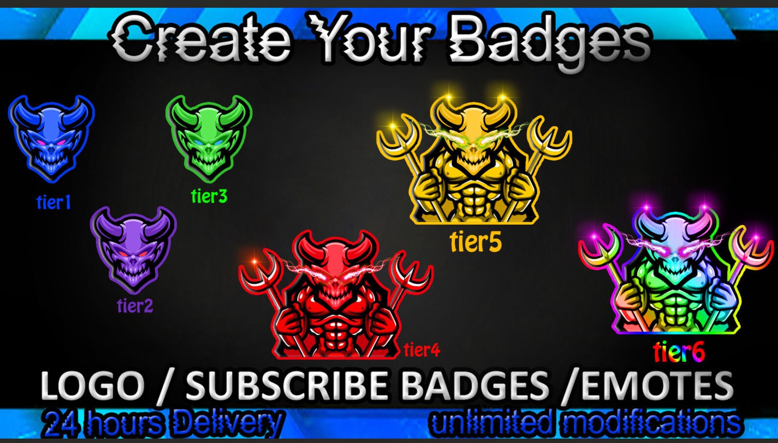 Demon Twitch Sub Badges, Demon Twitch Emote Demon Badges for Streamers ...