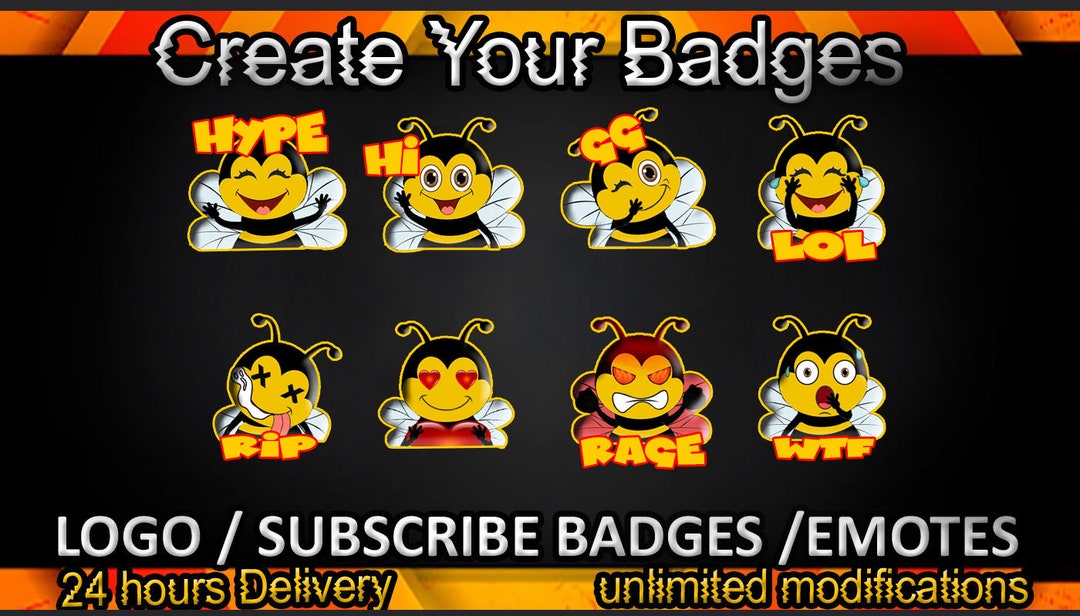 Honey Bee Twitch Sub Badges / Honey Bee Twitch Emotes / Honey Bee ...
