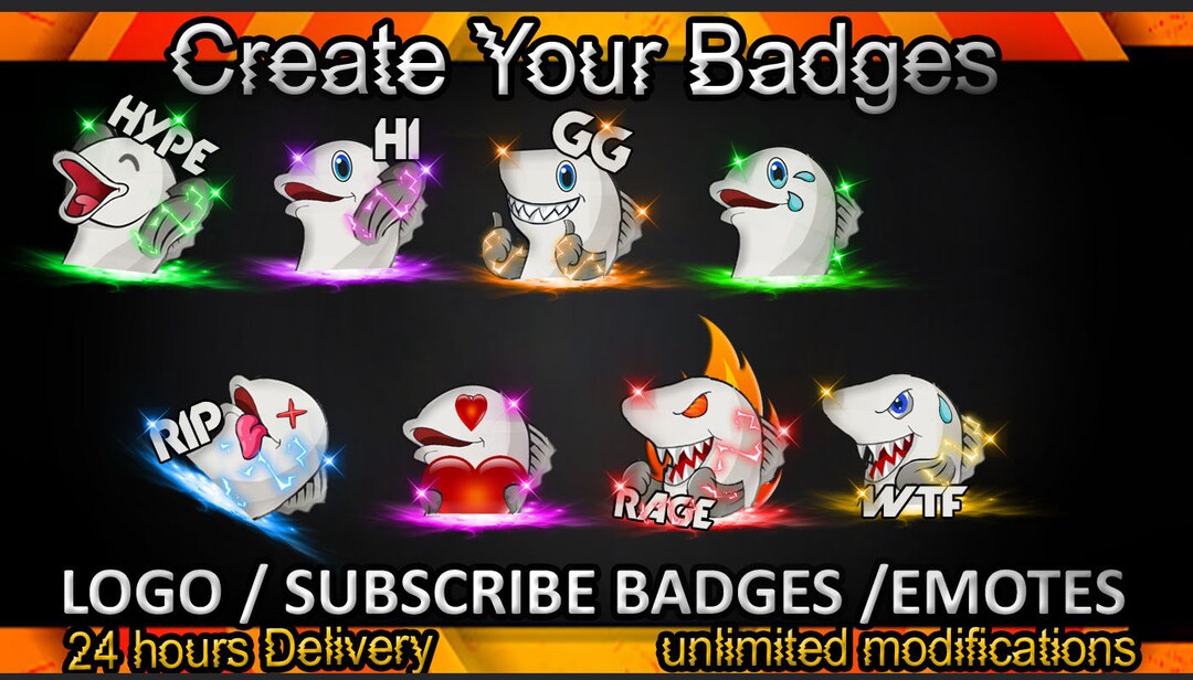 Fish Twitch Sub Badges / Fish Twitch Emotes / Fish Badges for Streamers ...