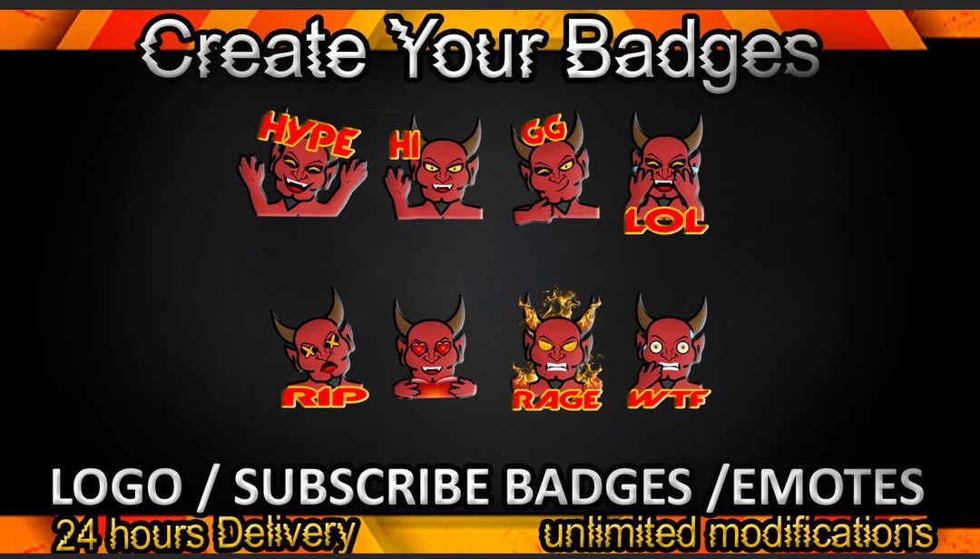 Devil Twitch Sub Badges / Devil Twitch Emotes / Devil Badges for ...