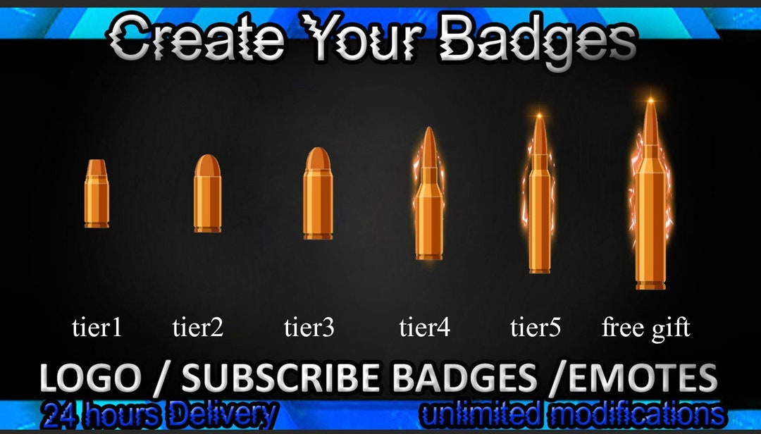 Ammunition/bullet Twitch Sub Badges, Ammunition/bullet Twitch Emotes ...