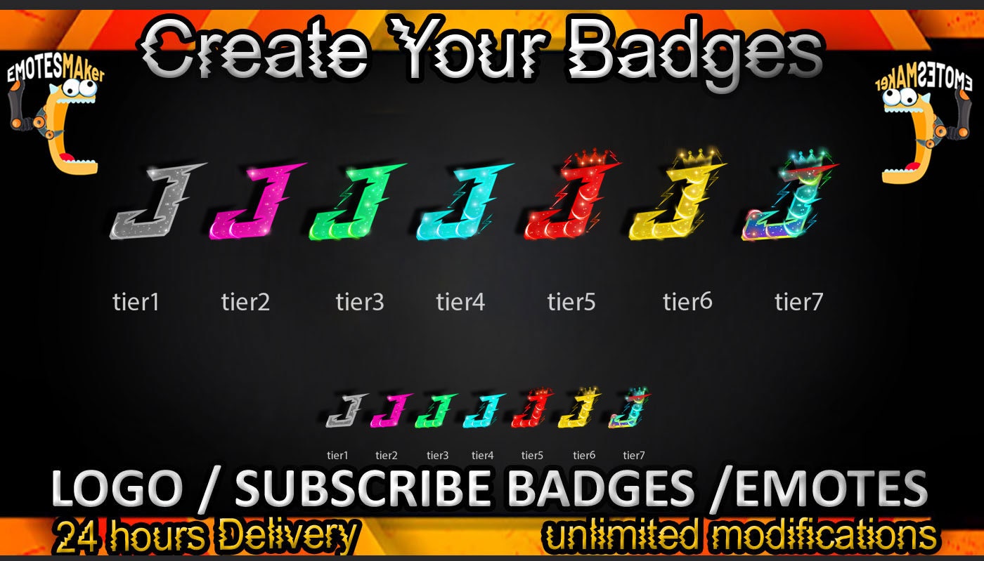 J Twitch Sub Badges / J Twitch Emotes / J Badges for Streamers / J ...