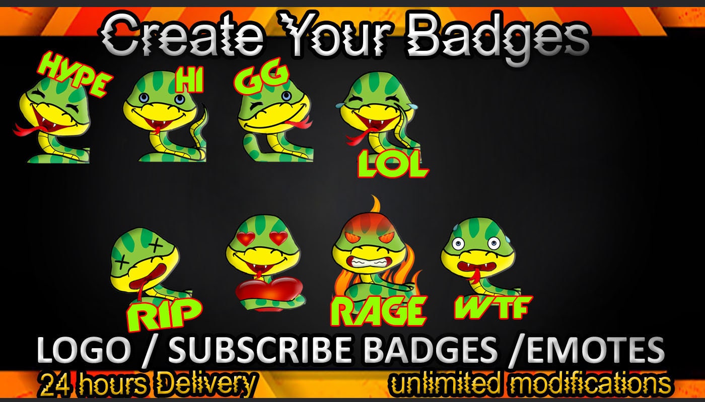 Snake Twitch Sub Badges / Snake Twitch Emotes / Snake Badges for ...