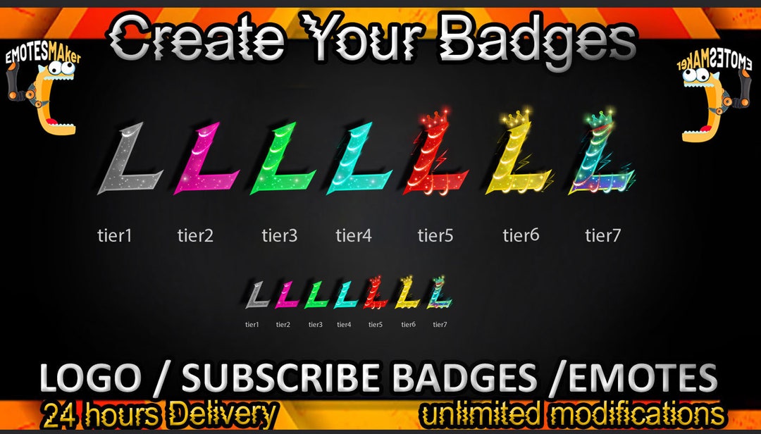 L Twitch Sub Badges / L Twitch Emotes / L Badges for Streamers / L ...