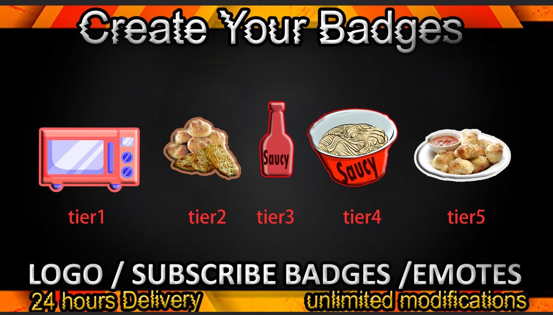 Twitch Sub Badges, Food Twitch Emotes, Chinese Badges for Streamers ...
