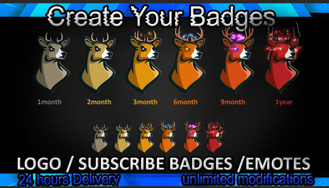 Deer Twitch Sub Badges, Deer Twitch Emotes / Deer Badges for Streamers ...