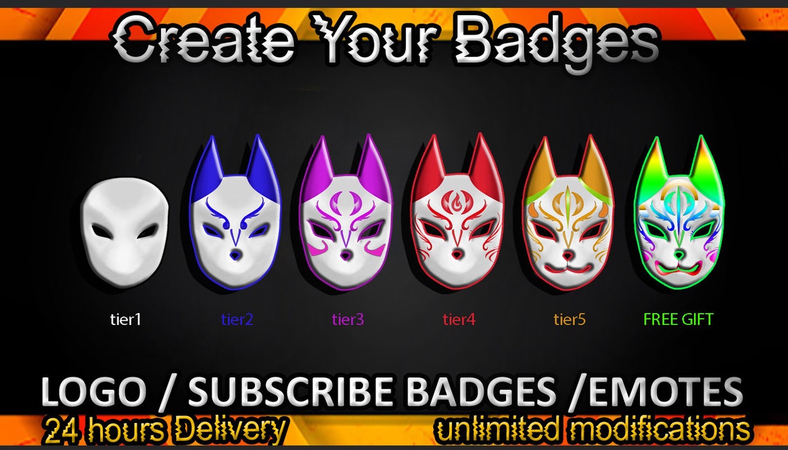 Cat Mask Twitch Sub Badges, Cat Mask Twitch Emotes/cat Mask Badges for ...