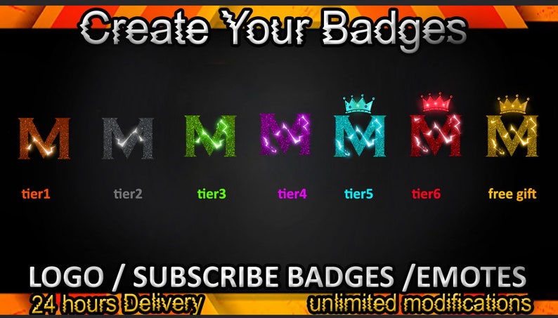 M Twitch Sub Badges, M Twitch Emotes / M Badges for Streamers ...