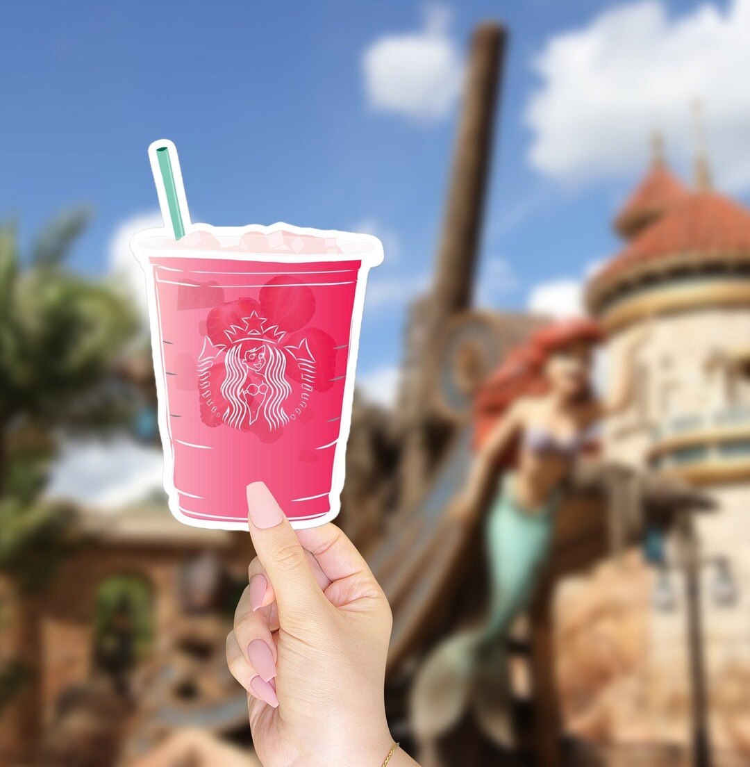 Disney the Little Mermaid Starbucks Strawberry Refresher Vinyl Sticker ...