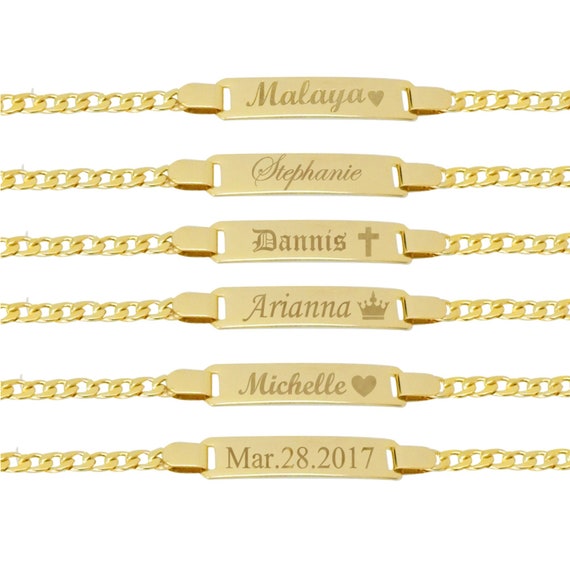 18K Gold Plated Bracelet Personalize with Name Engraved | Etsy
