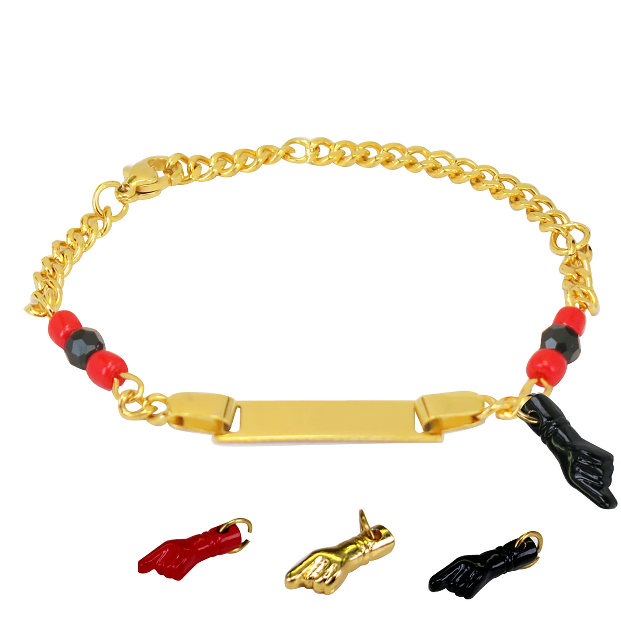 Azabache Bracelet Evil Eye Azabache Black Hand 18K Gold Filled for Baby ...
