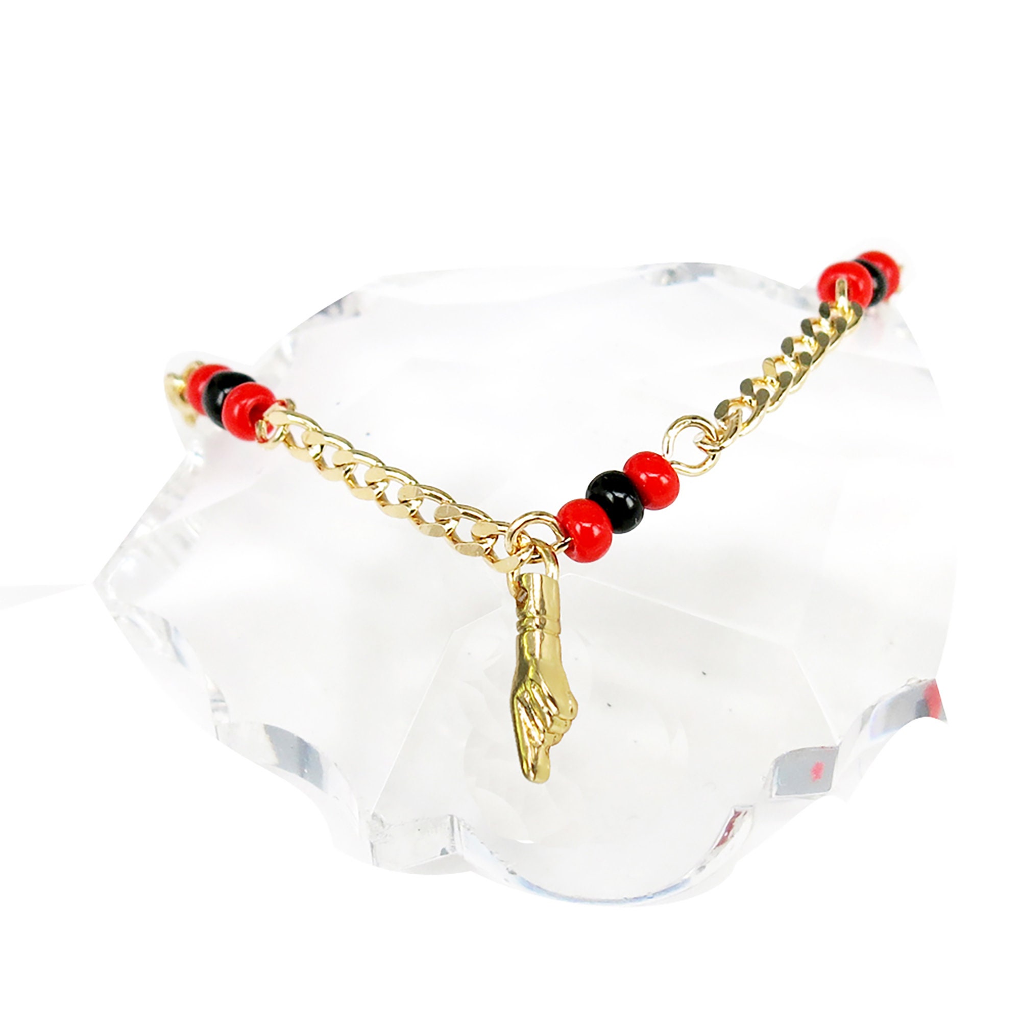 Azabache Bracelet Evil Eye Azabache Black Hand 18K Gold Filled for Baby ...