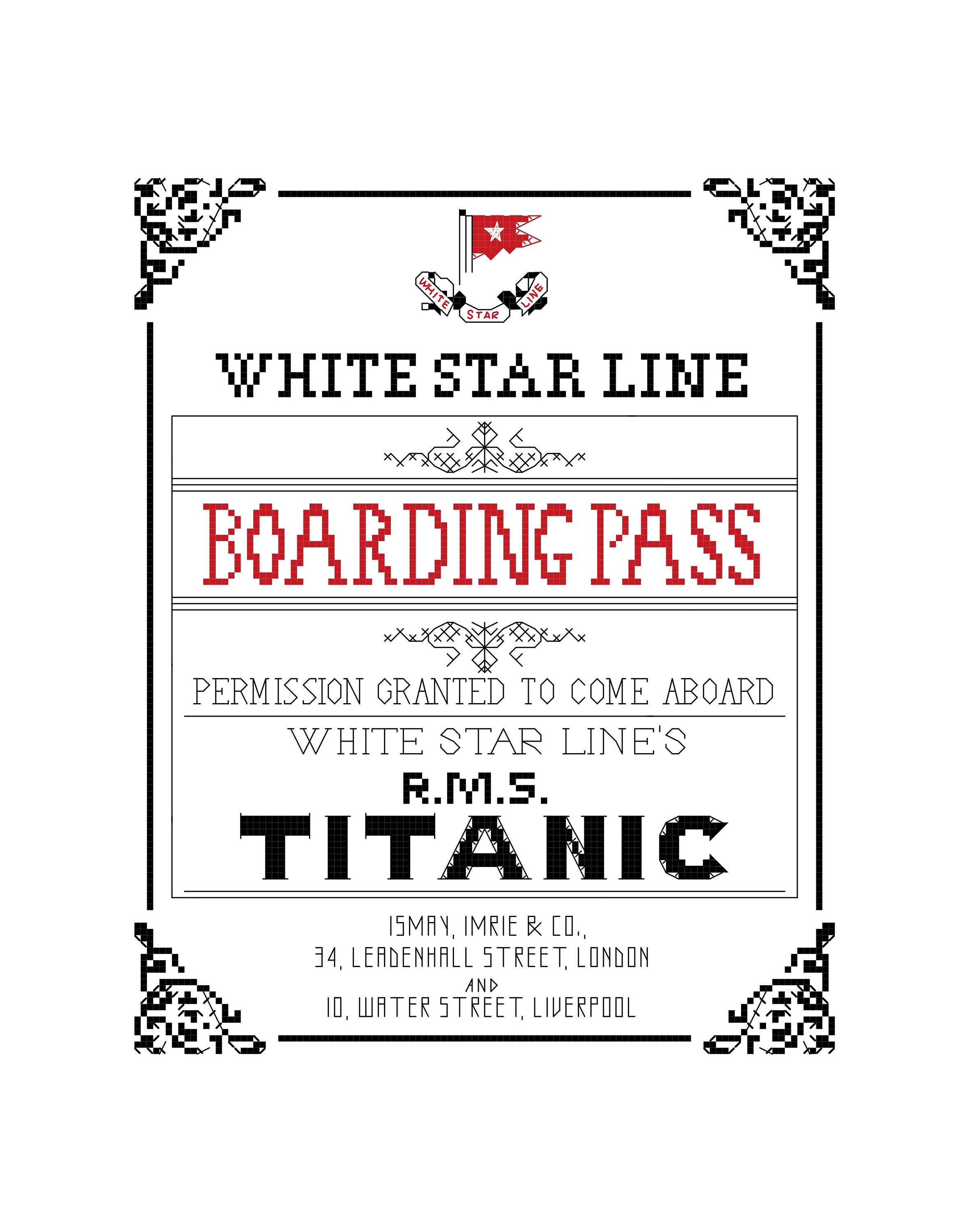 Titanic Boarding Pass Cross Stitch Pattern PDF Pattern - Etsy