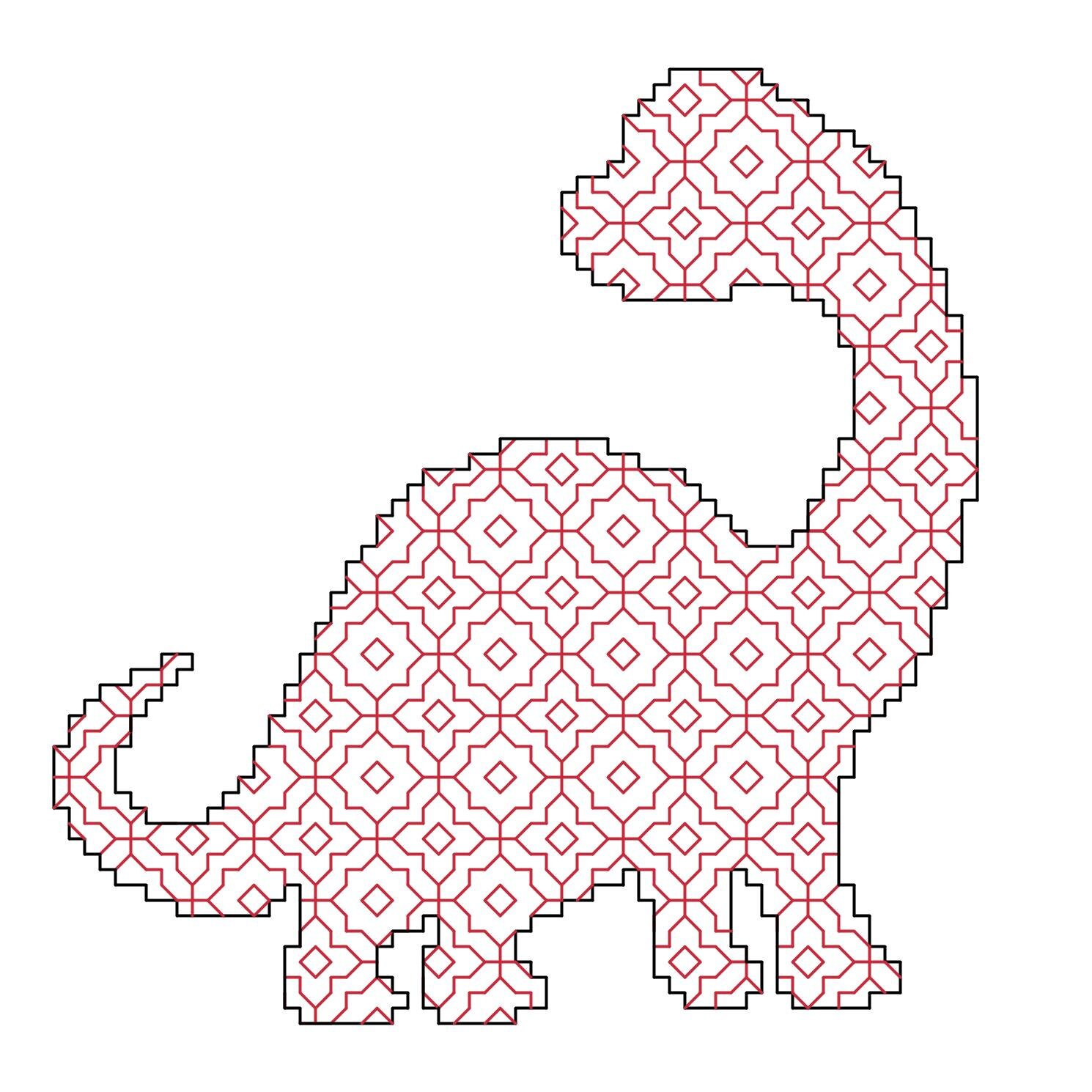 Brontosaurus Apatosaurus Blackwork Cross Stitch Pattern PDF - Etsy