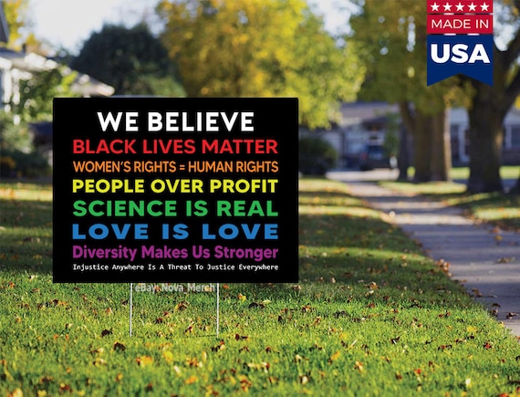 We Believe Black Lives Matter Love is Love BLM Yard Sign | Etsy