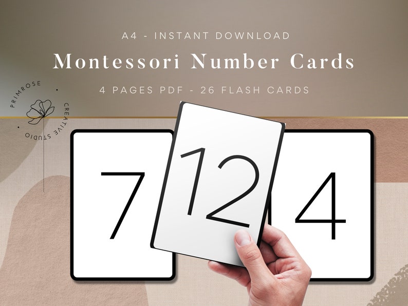 Digital Number Flash Cards Montessori Number Printable Flash Cards ...