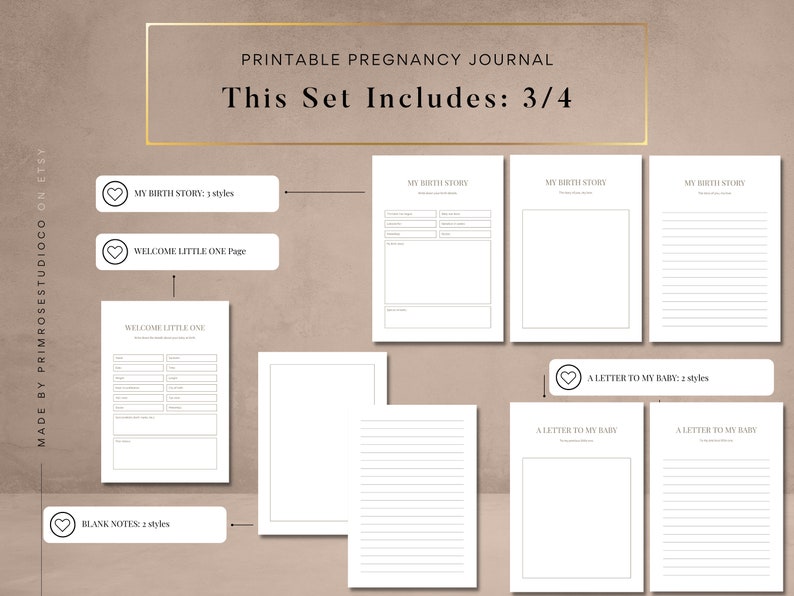 Printable Pregnancy Journal Flowers Printable Pregnancy Planner, Gift ...