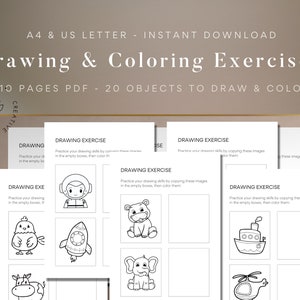 Kids Printable Activity Drawing and Coloring Exercises for Children ...