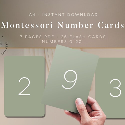 DIGITAL MONTESSORI NUMBERS Minimalistic Number 0-20 Flash - Etsy