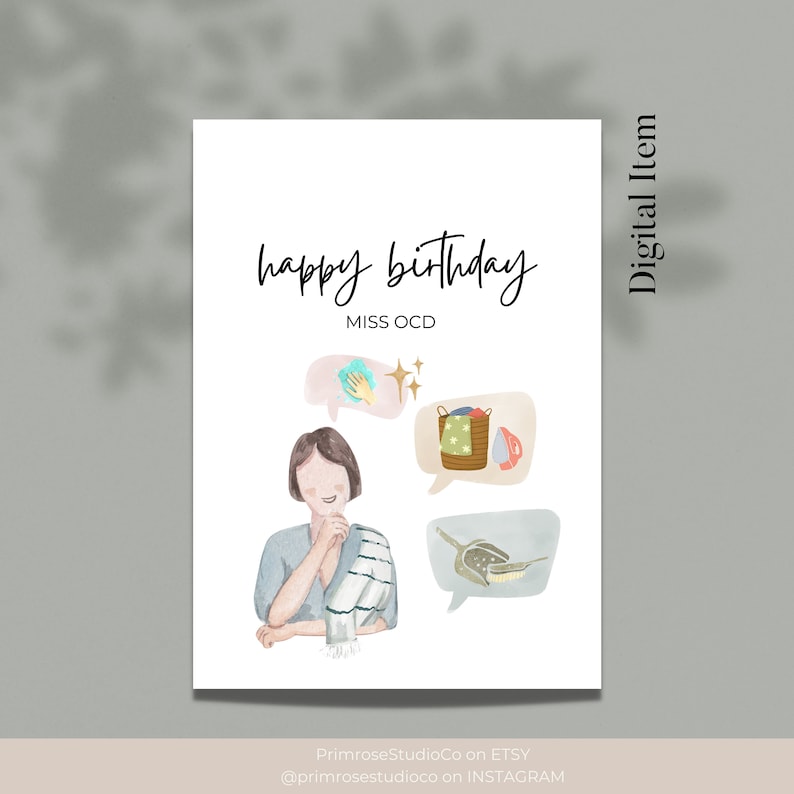Miss OCD Birthday Card Birthday Cards Digital Printable - Etsy