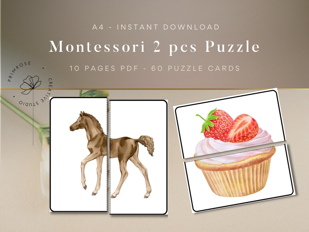 Montessori Puzzle Digital File Matching Puzzle Flash Cards for Toddlers ...