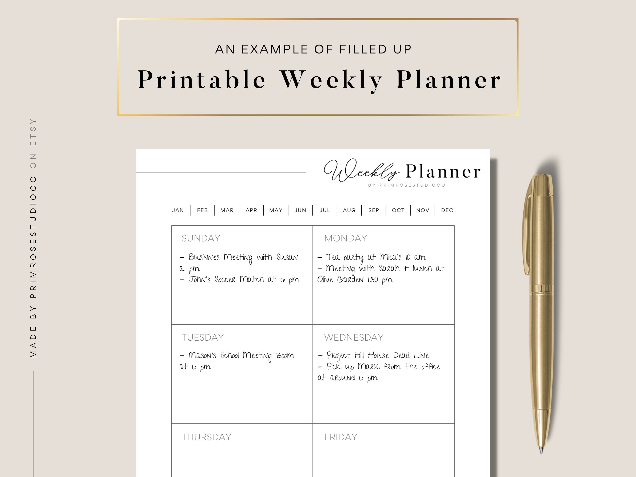 Printable Blank Weekly Planner Weekly Calendar Inserts, Journal Grey ...
