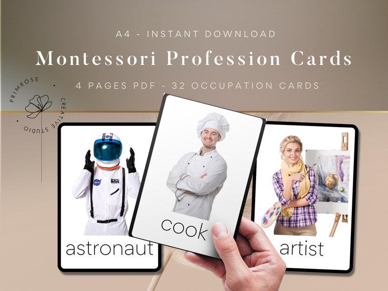 Digital Profession Flash Cards Montessori Occupation | Etsy