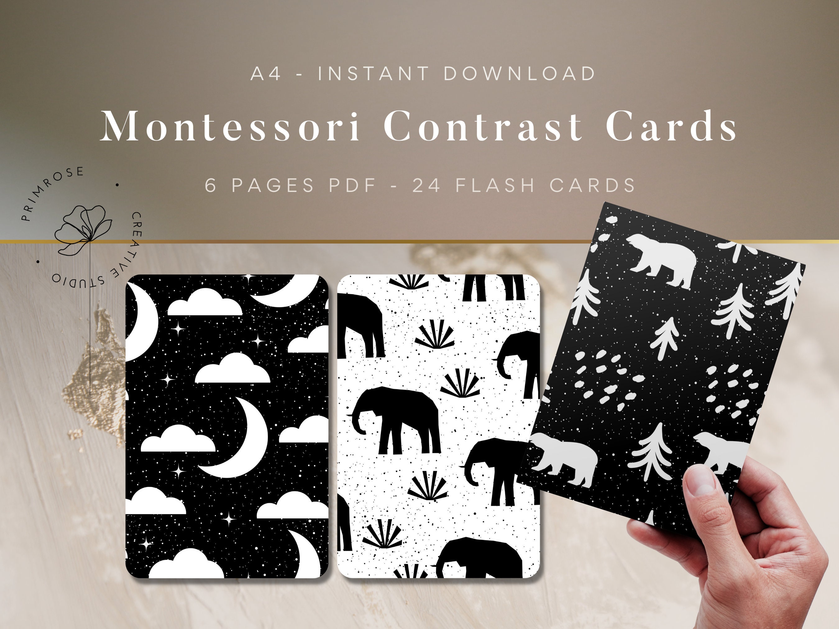 Digital High Contrast Flash Cards for Babies Montessori Sensory Cards ...