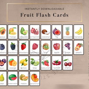Digital Fruits Flash Cards Montessori Fruits Printable - Etsy