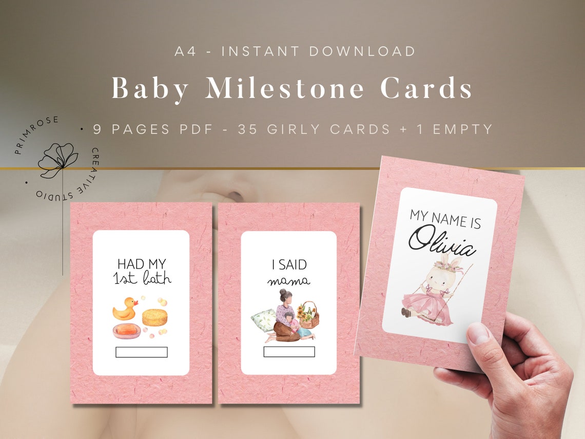 Printable Milestone Cards for Girls Digital Baby Milestone - Etsy