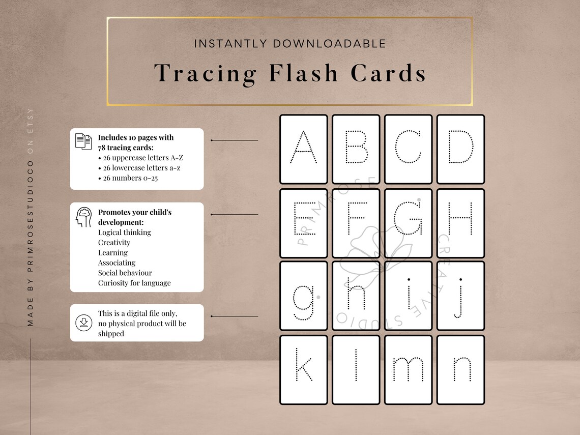 Printable Tracing Alphabet and Numbers Flash Cards | Etsy