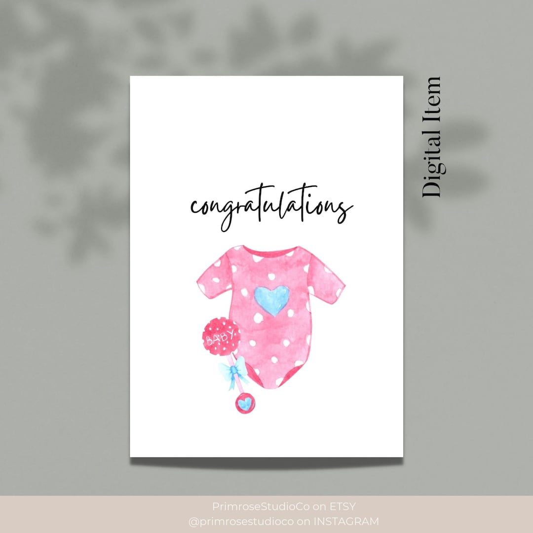Congratulations Cards, Digital Printable, Download, Newborn Gift, Baby ...
