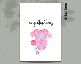 Congratulations Cards Digital Printable Download Newborn | Etsy