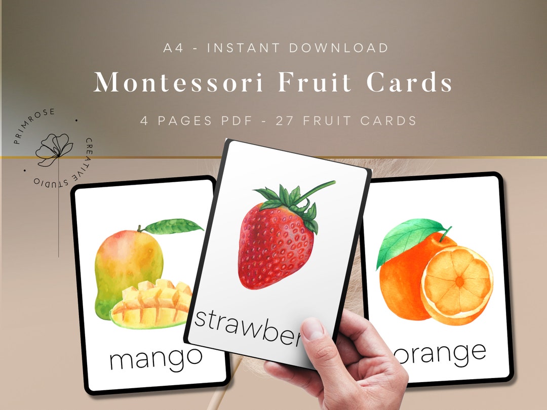 Digital Fruits Flash Cards Montessori Fruits Printable - Etsy