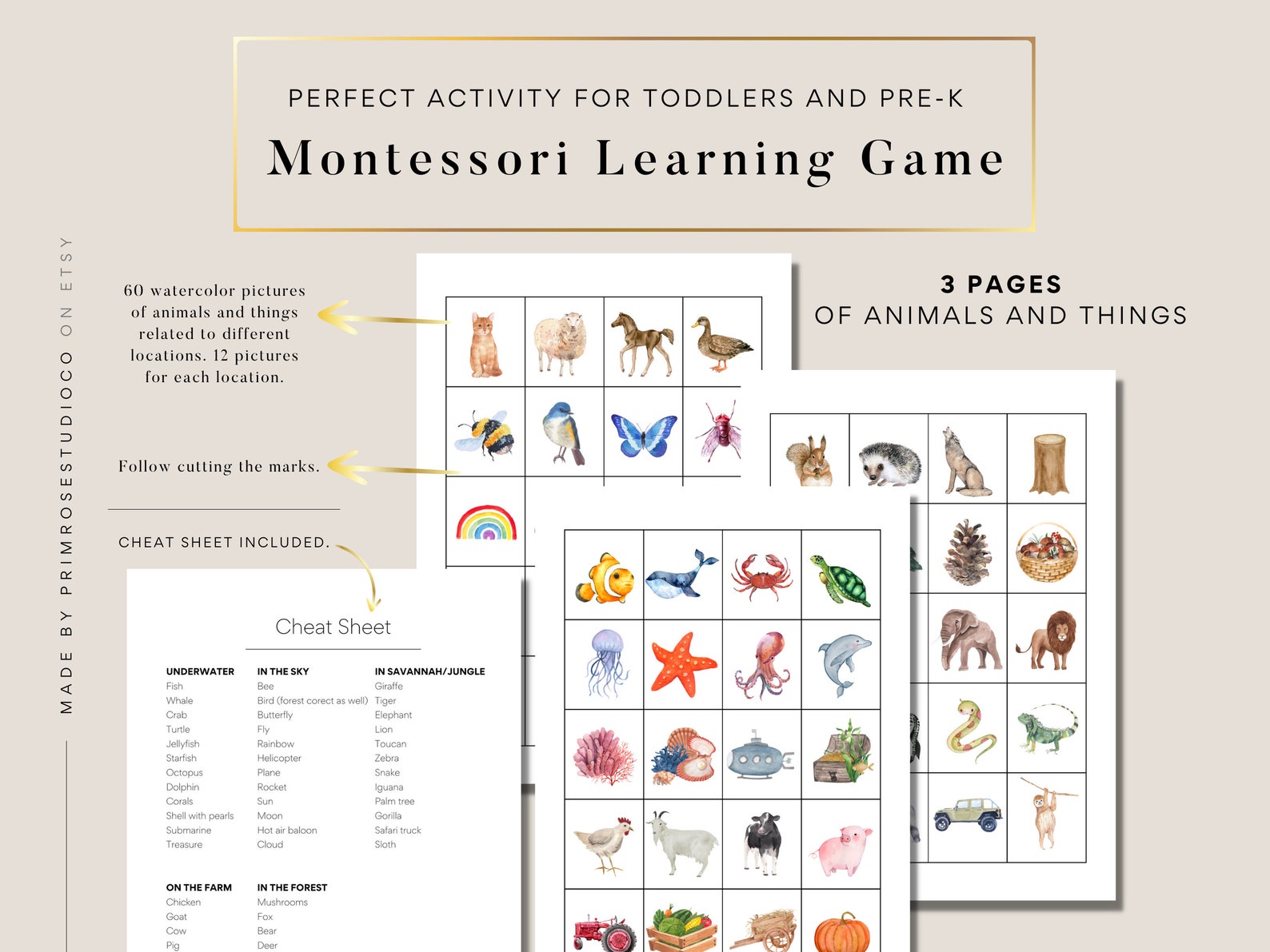 Montessori Printable Activity Matching Sorting Activity for Toddlers ...