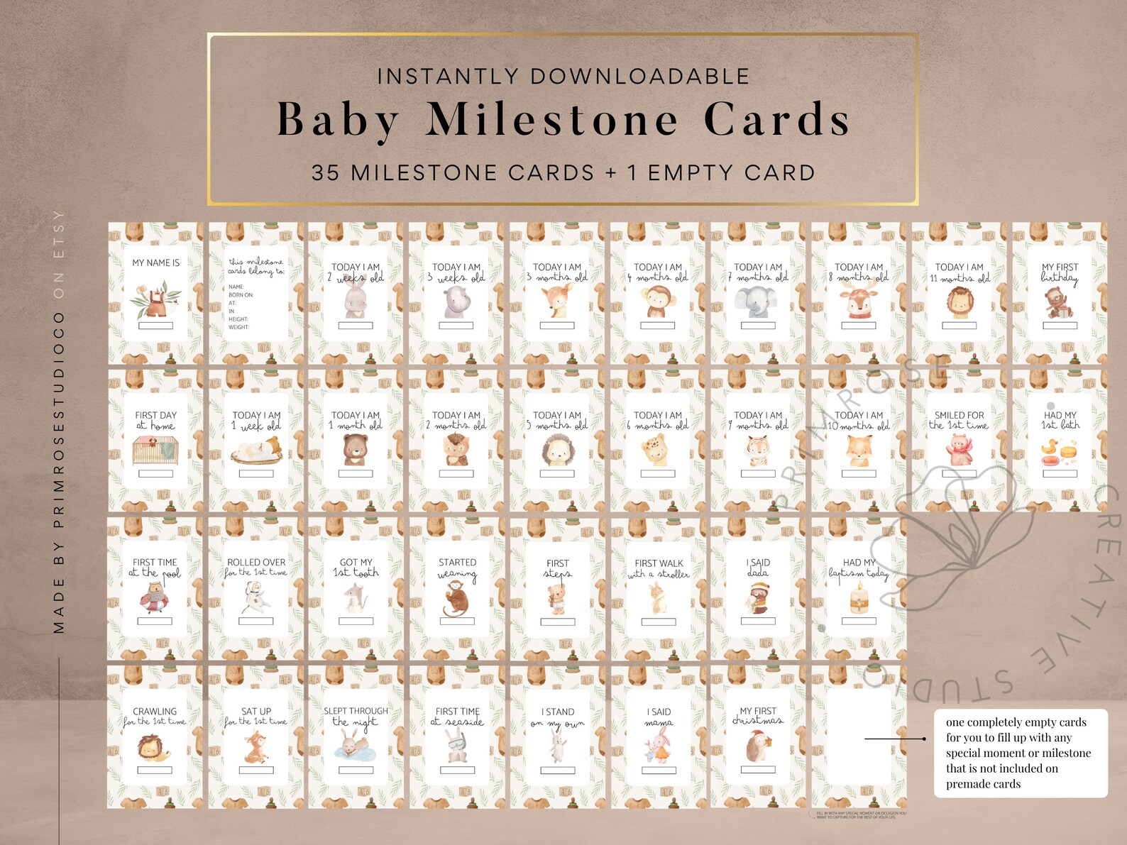 Printable Neutral Milestone Cards Digital Baby Milestone Cards, Baby ...
